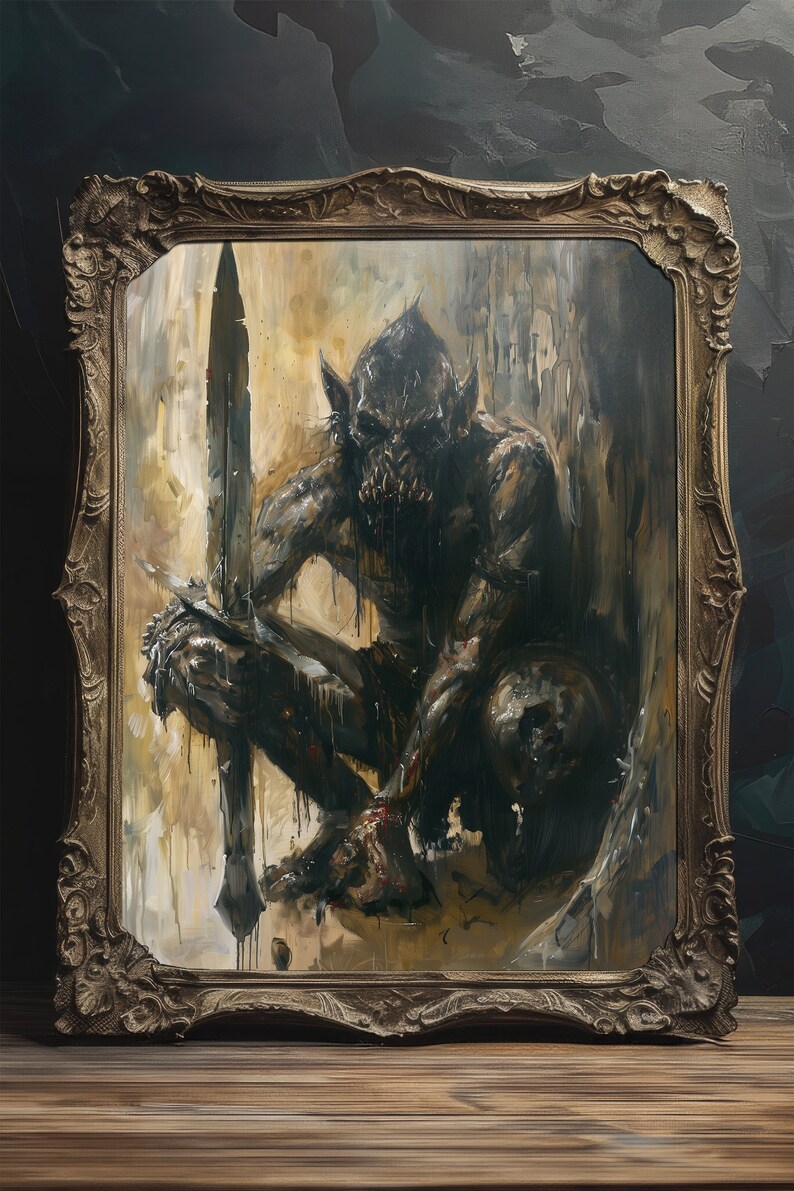 Moody Orc Painting, Digital Instant Download, Printable Wall Art, Dark ...