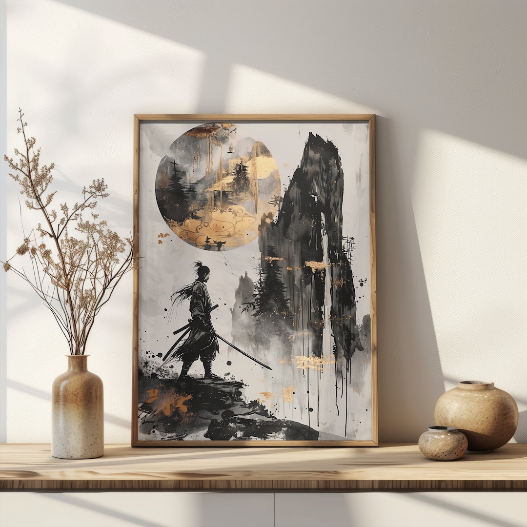 Unique Sumi E Samurai Poster, Printable Wall Art, Instant Download ...
