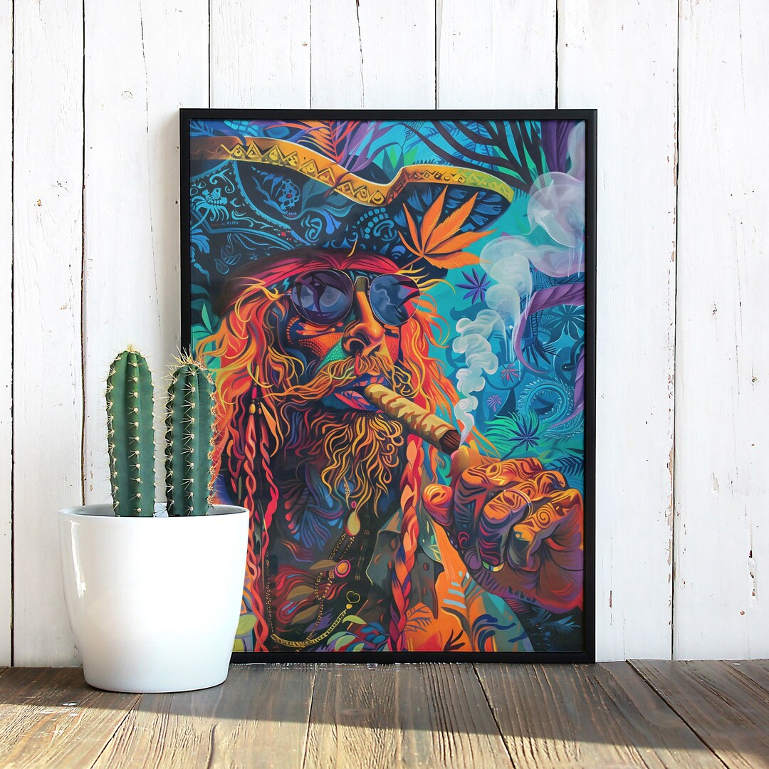 Preppy Caribbean Pirate Portrait, Printable Wall Art, Digital Download ...