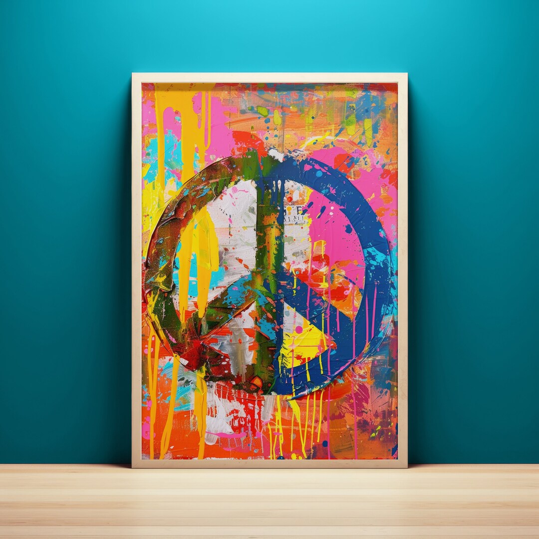 Vibrant Peace Symbol Printable Wall Art Instant Download, Expressionist ...