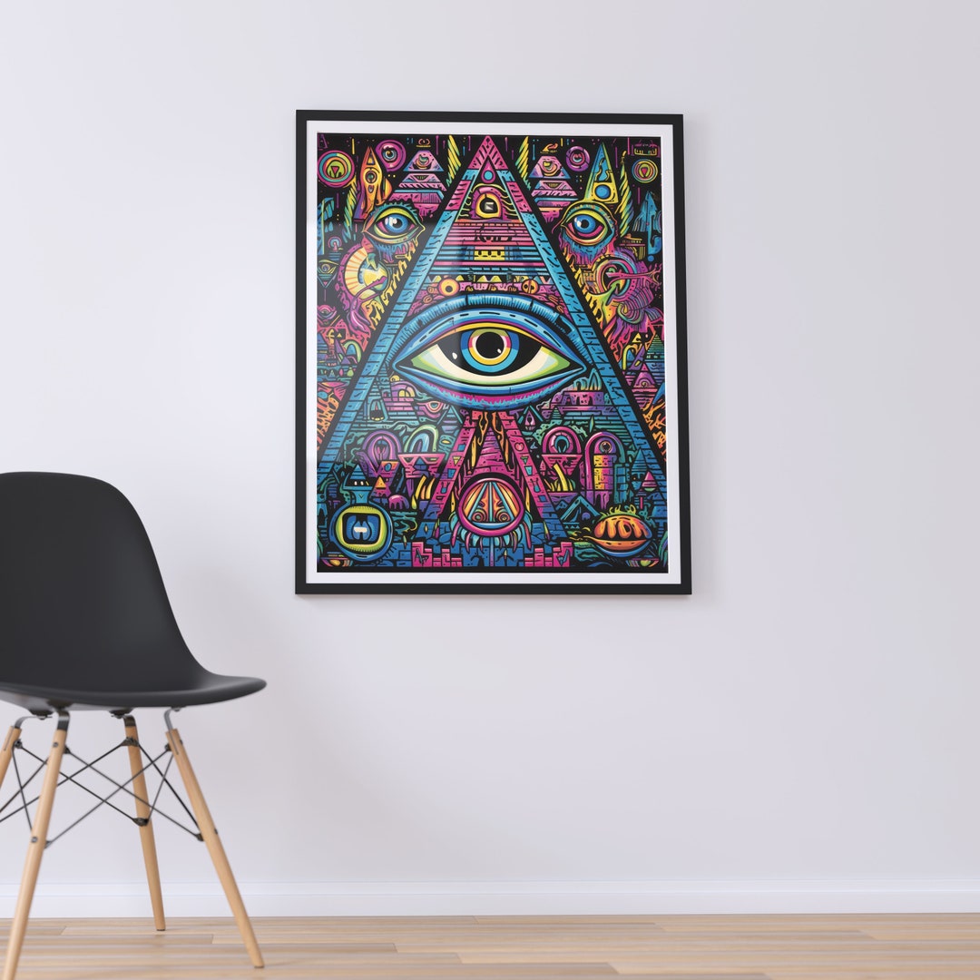 Psychedelic Pyramid Print, Digital Download, Printable Wall Art, Eye of ...
