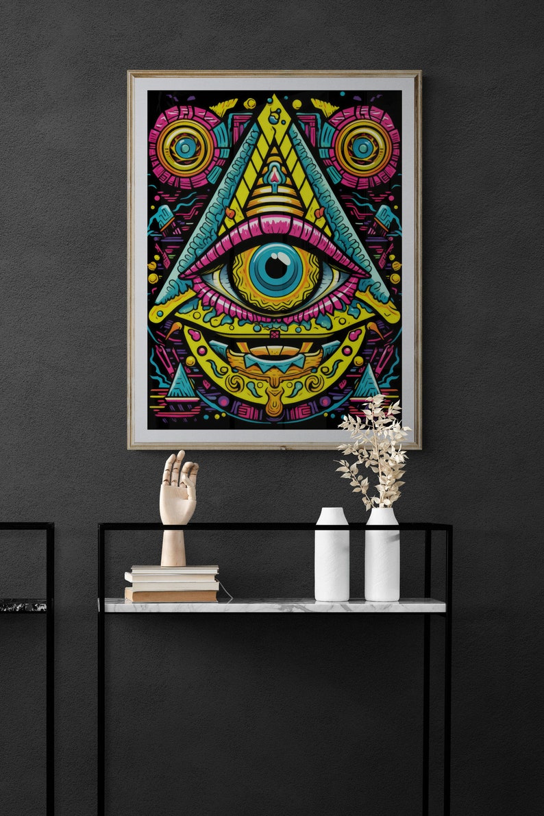 DMT Third Eye Illustration Printable Wall Art Instant Download, Vibrant ...