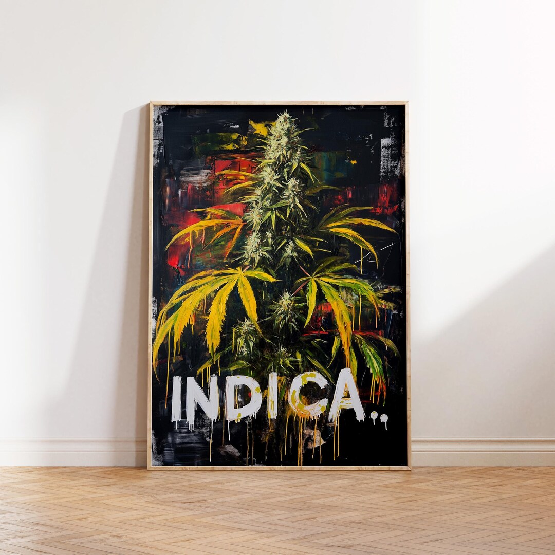 INDICA Cannabis Plant Painting, Digital Download, Printable Wall Art ...