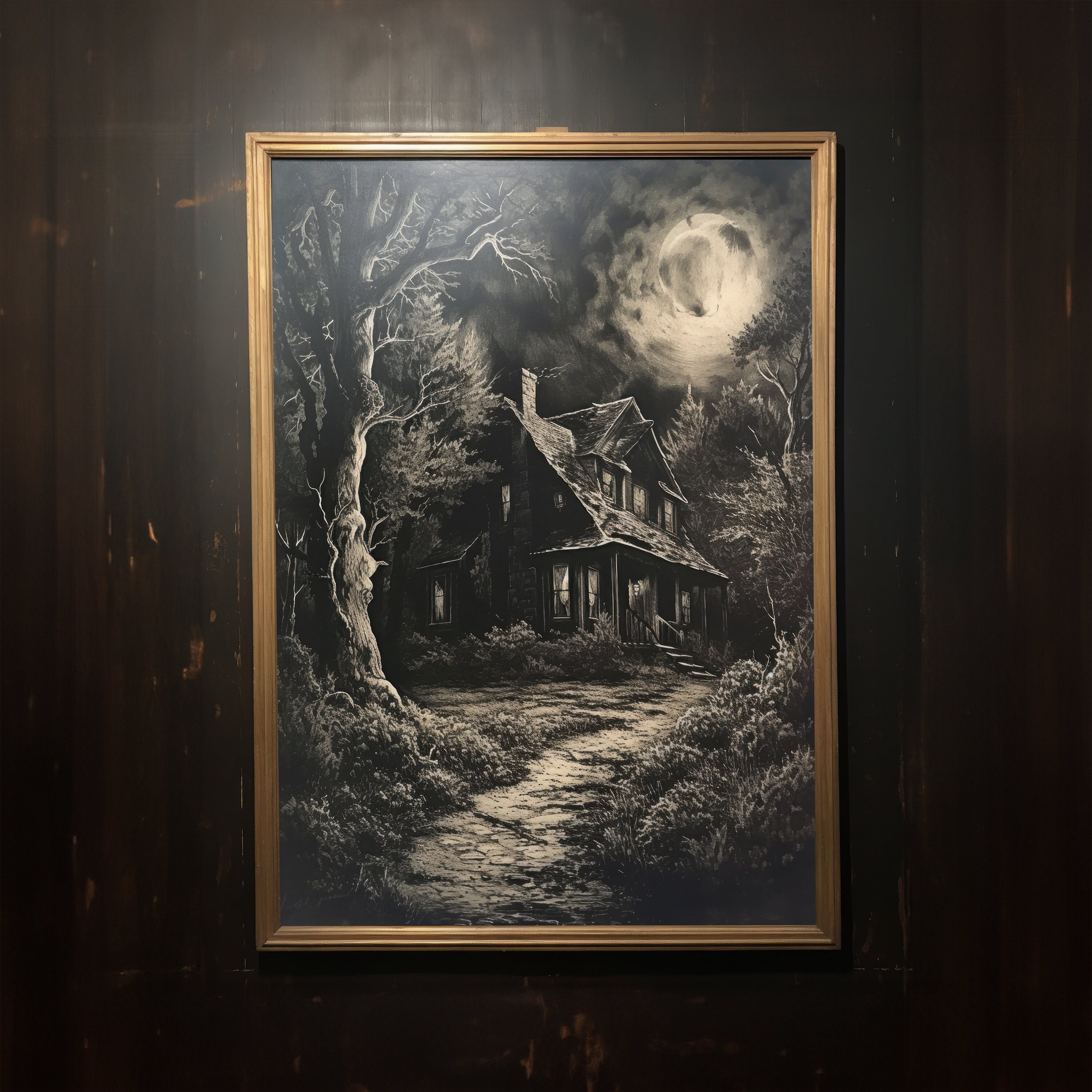 Horror Cabin, Printable Wall Art, Digital Download, Dark Aesthetic Wall ...