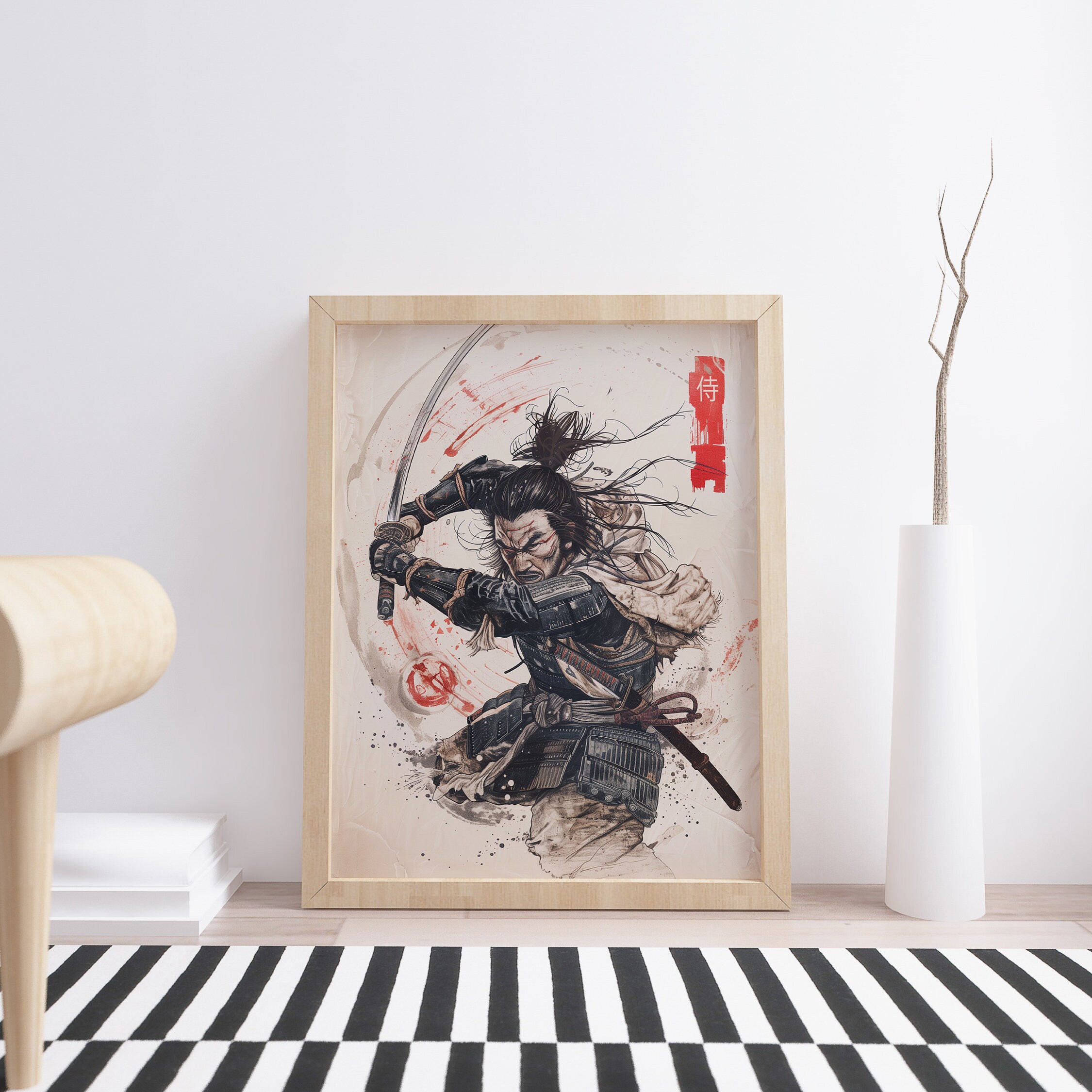 Moody Samurai Warrior Print, Digital Download, Printable Wall Art ...
