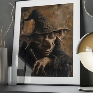 Whimsy House Elf Painting, Printable Wall Art Digital Download, Dark ...