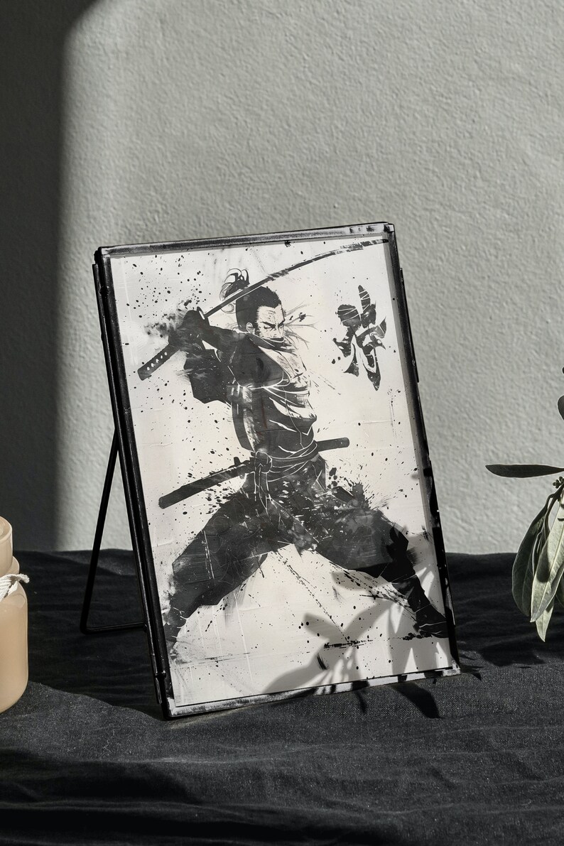 Vintage Samurai Sumi E Print, Digital Download, Printable Wall Art ...