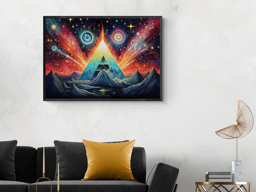 Starry Pyramid Print Instant Download, Eclectic Space Wall Art, Vibrant ...