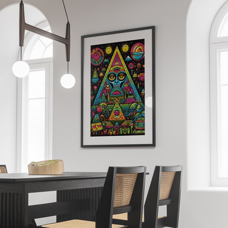 Ancient Aliens Pyramid Illustration Printable Wall Art Instant Download ...