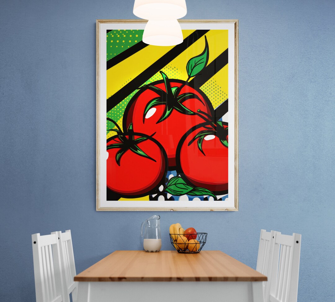 Tomato Pop Art Painting, Printable Wall Art, Jamaican Retro Poster ...