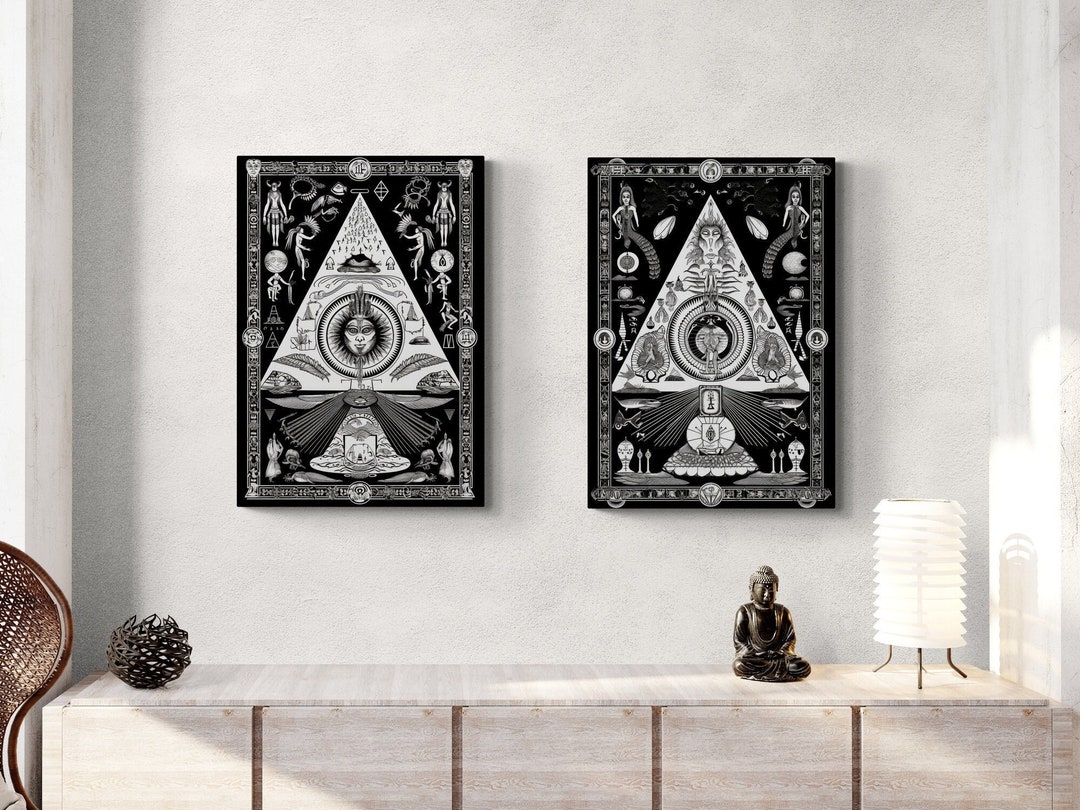Set of 2 Wall Art Print Pyramid Illuminati Wall Art Ancient Alien ...