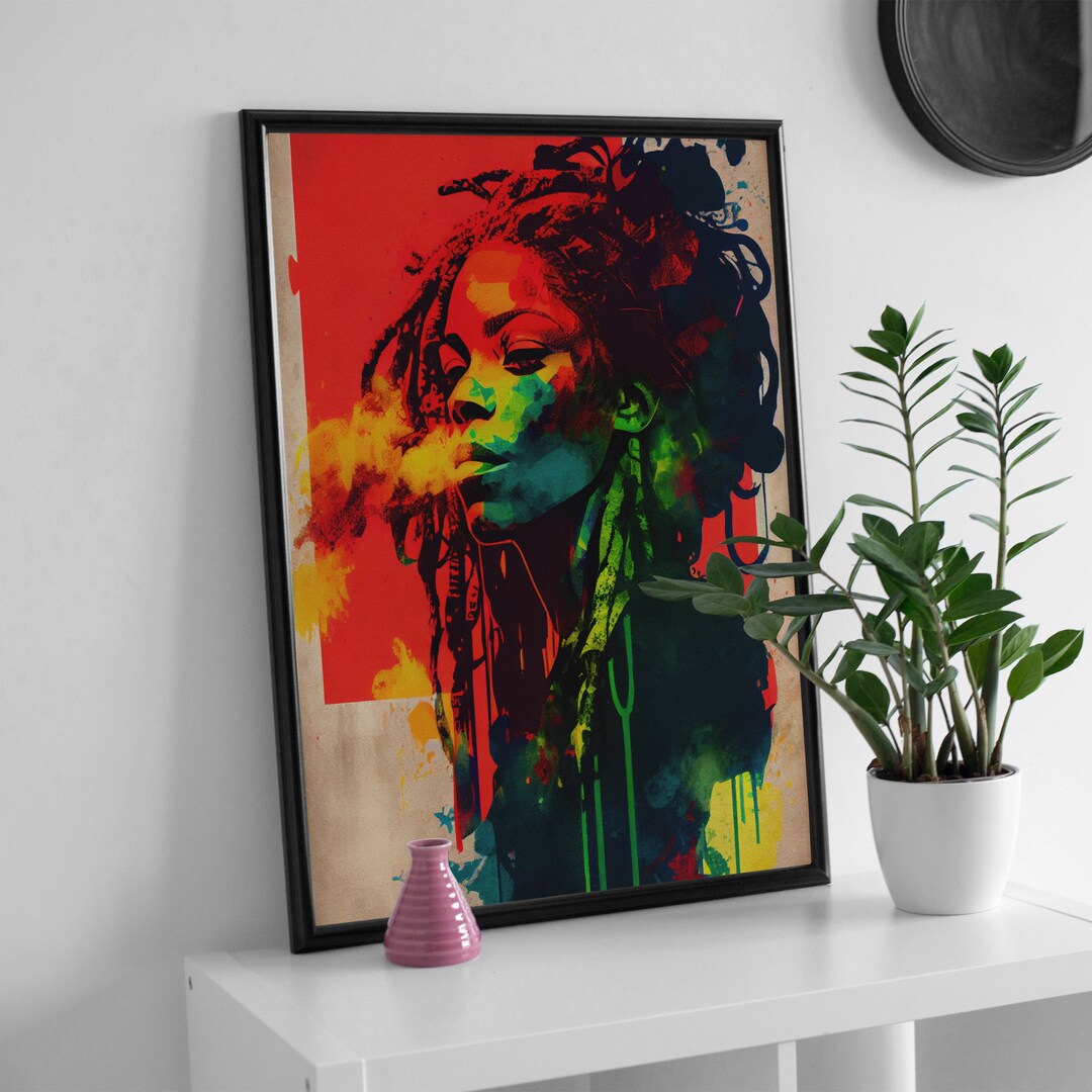 Jamaican Women Portrait Acrylic Style Printable Wall Art Abstract Art ...