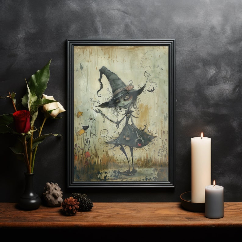 Whimsical Witch, Printable Wall Art, Instant Download, Moody Witchcore ...