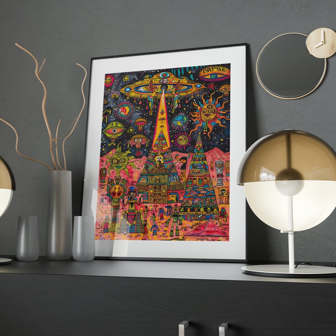 Whimsical Ancient Aliens Illustration, Printable Wall Art, Instant ...