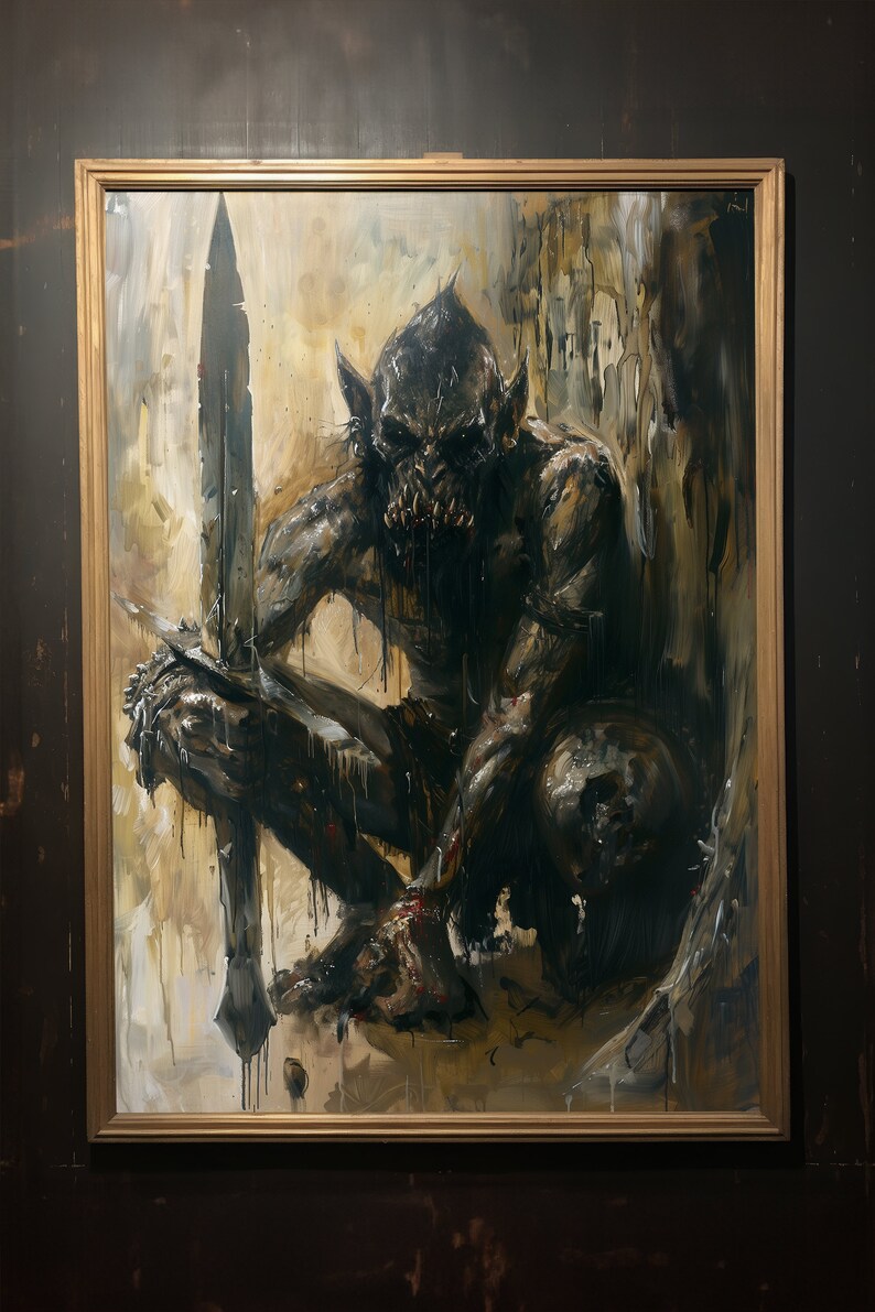 Moody Orc Painting, Digital Instant Download, Printable Wall Art, Dark ...