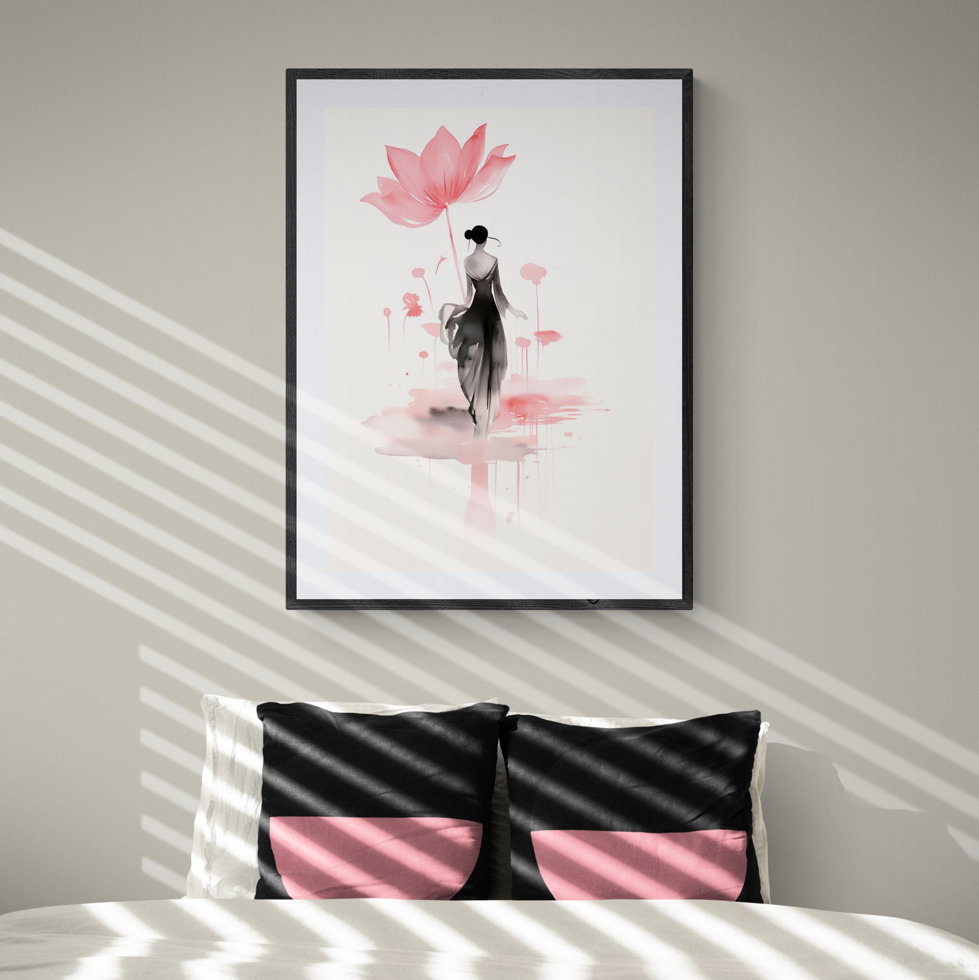 Pink Geisha Painting Instant Download Japanese Printable - Etsy