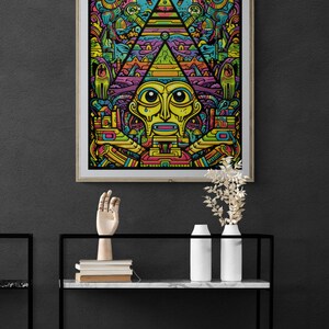 Trippy Ancient Alien Artwork Printable Wall Art Instant Download ...