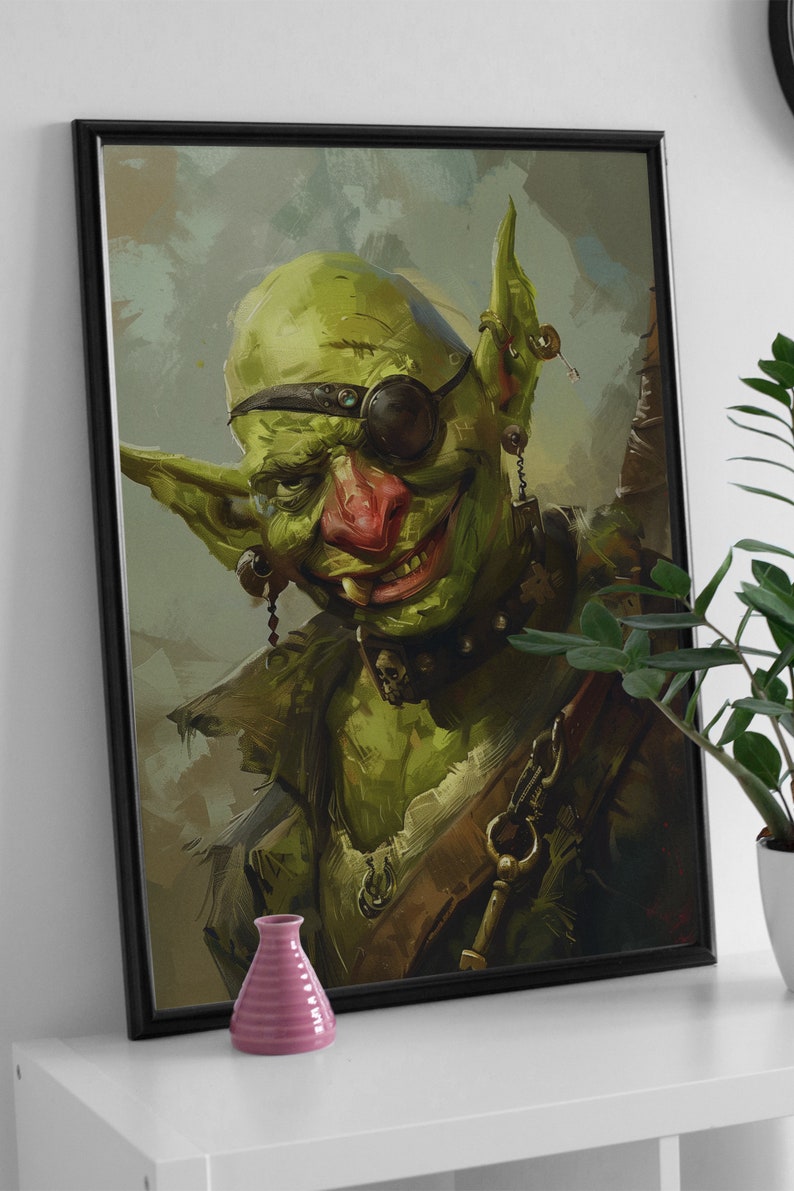 Bald Goblin Portrait Print, Digital Download, Printable Wall Art ...