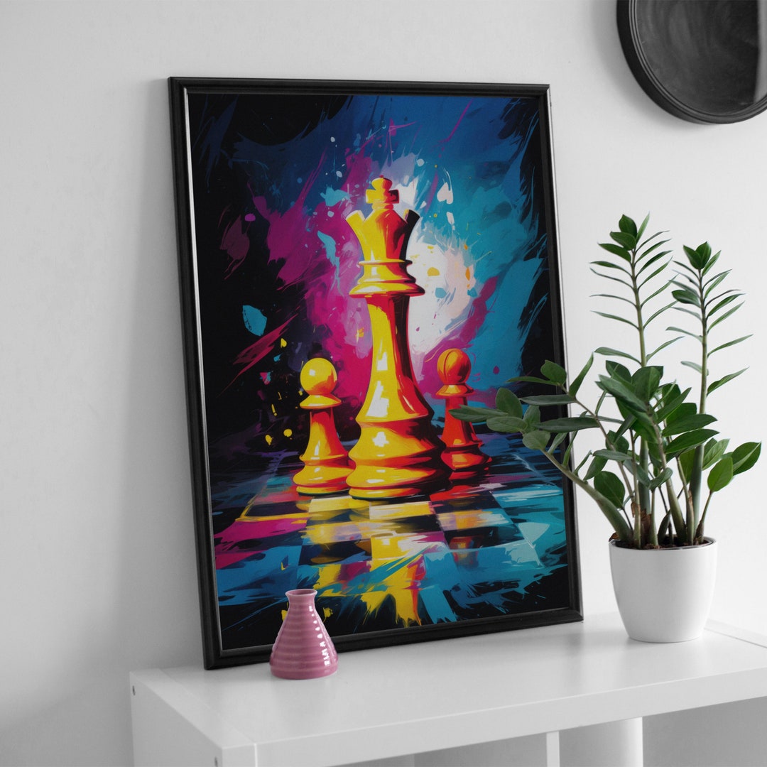 Colorful Chess Board Painting Printable Wall Art Trendy Wall - Etsy