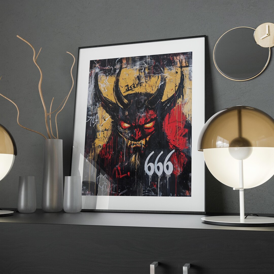 666 Satan Pop Art Print, Digital Download, Printable Wall Art, Abstract ...