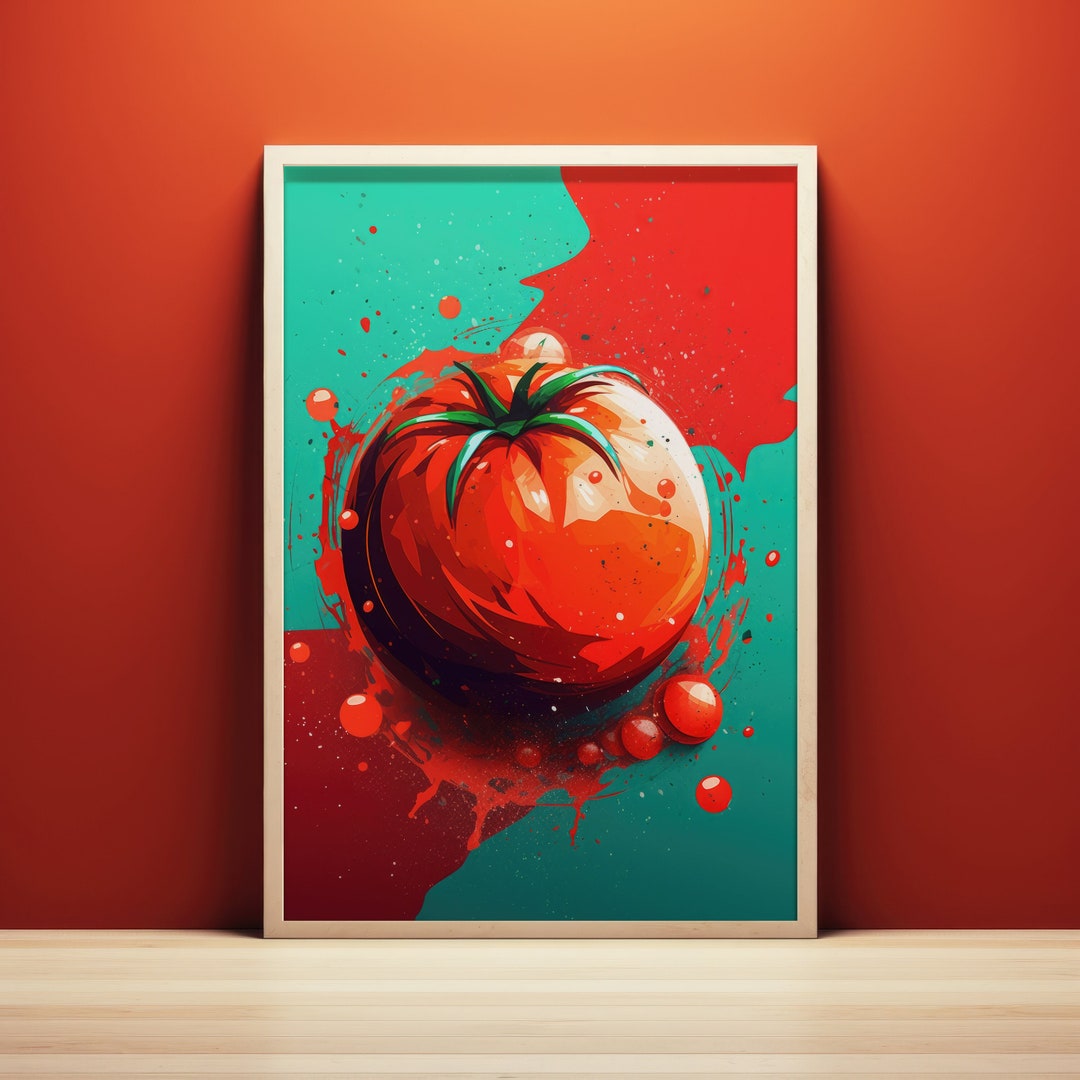 Tomato Pop Art Print, Printable Wall Art, Food Wall Art, Retro Pop Art ...