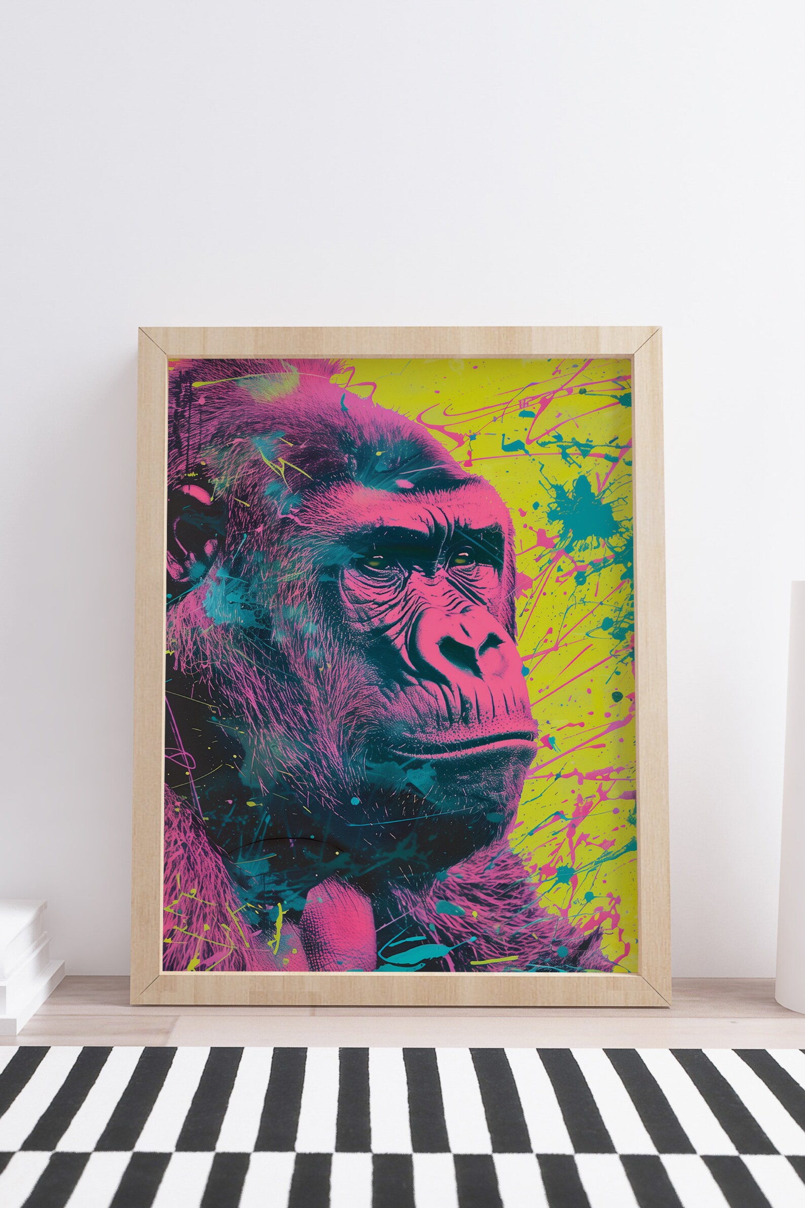 Vibrant Harambe Poster, Printable Wall Art, Instant Download, Neon ...