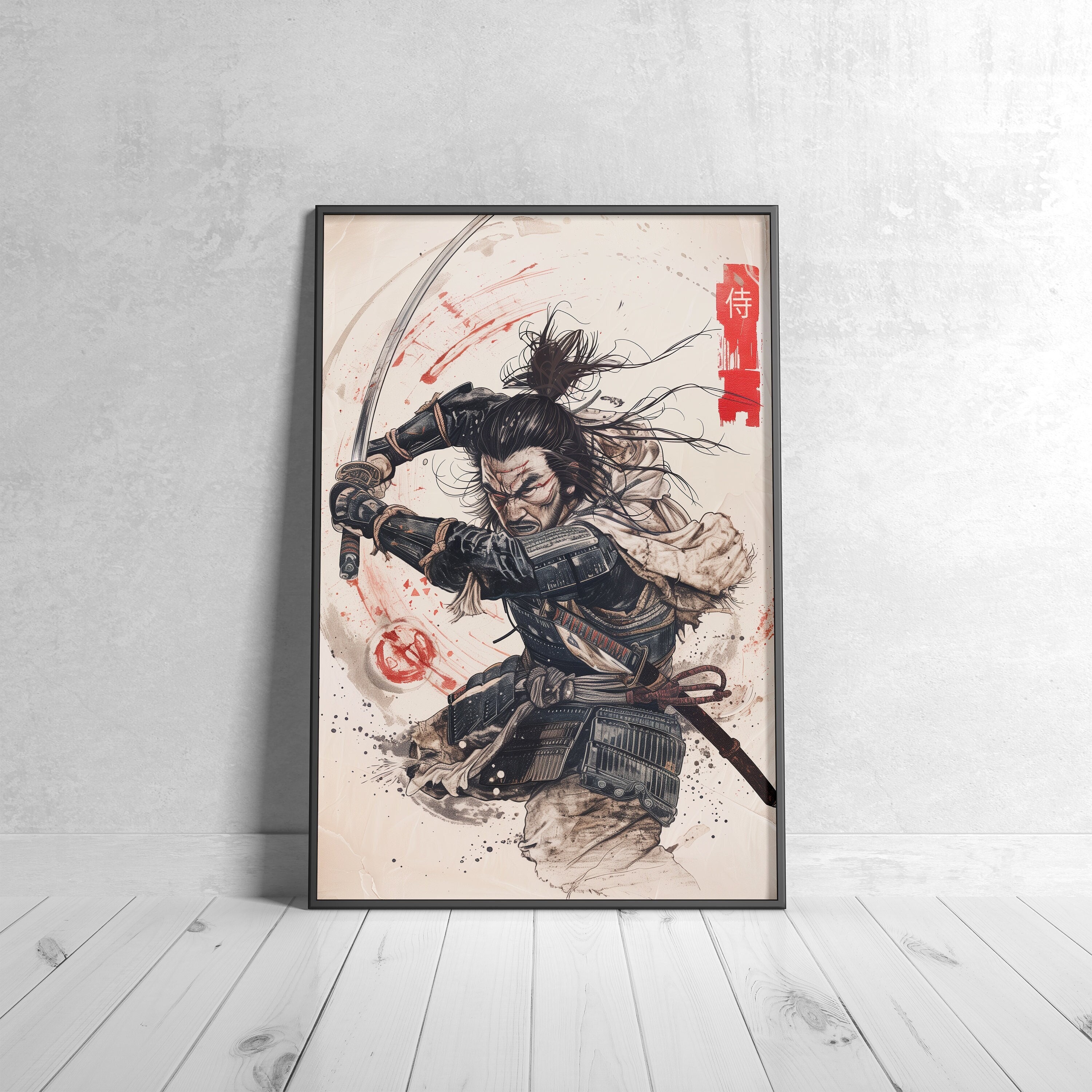 Moody Samurai Warrior Print, Digital Download, Printable Wall Art ...