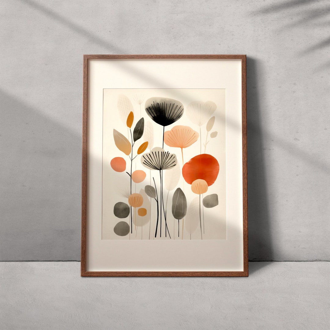 Minimalist Floral Boho Print, Digital Download, Bohemian Printable Wall ...
