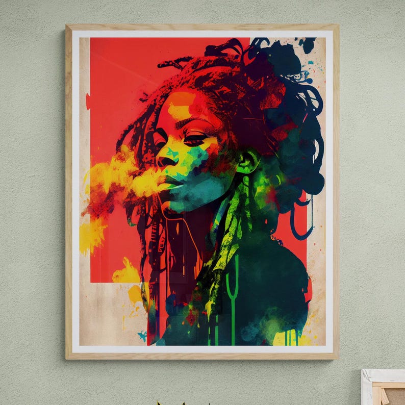 Jamaican Women Portrait | Acrylic Style | Printable Wall Art | Abstract ...