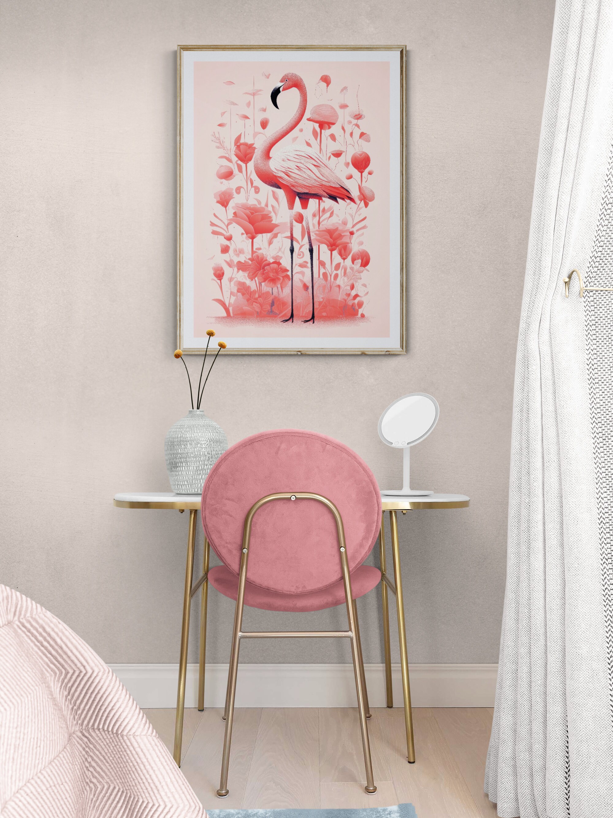Light Pink Flamingo Print Instant Download Printable Wall Art, Trendy ...