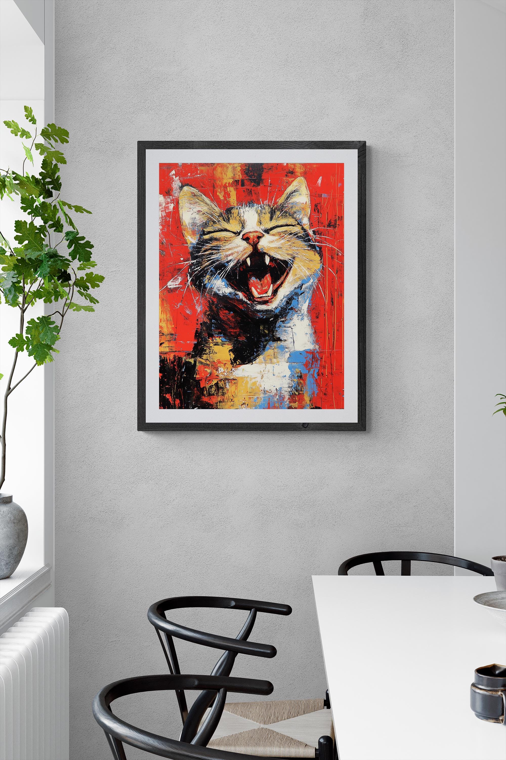 Happy Kitten Painting, Digital Download, Printable Wall Art, Cat Mom ...