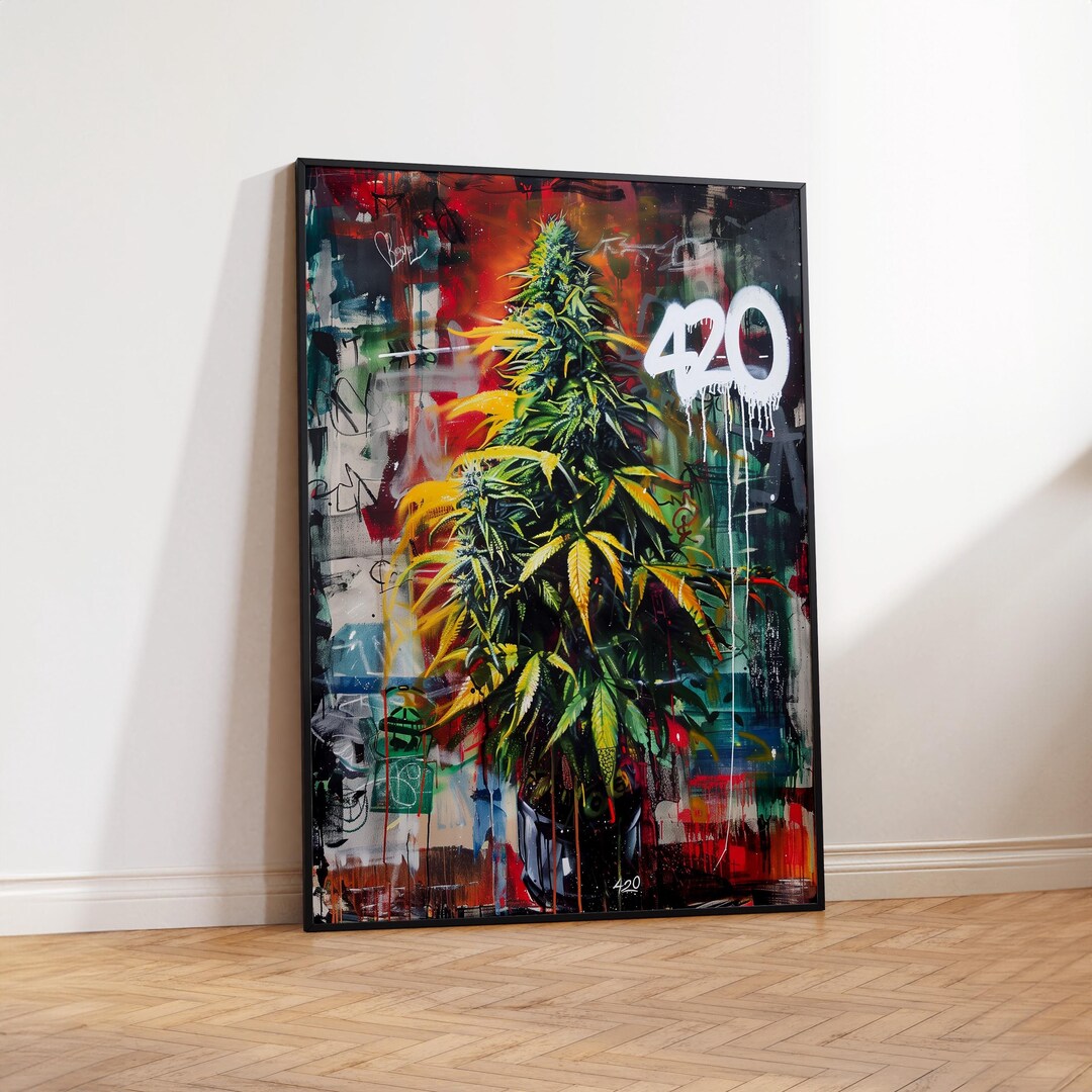 Colorful Weed Poster, Printable Wall Art, Digital Download, Botanical ...