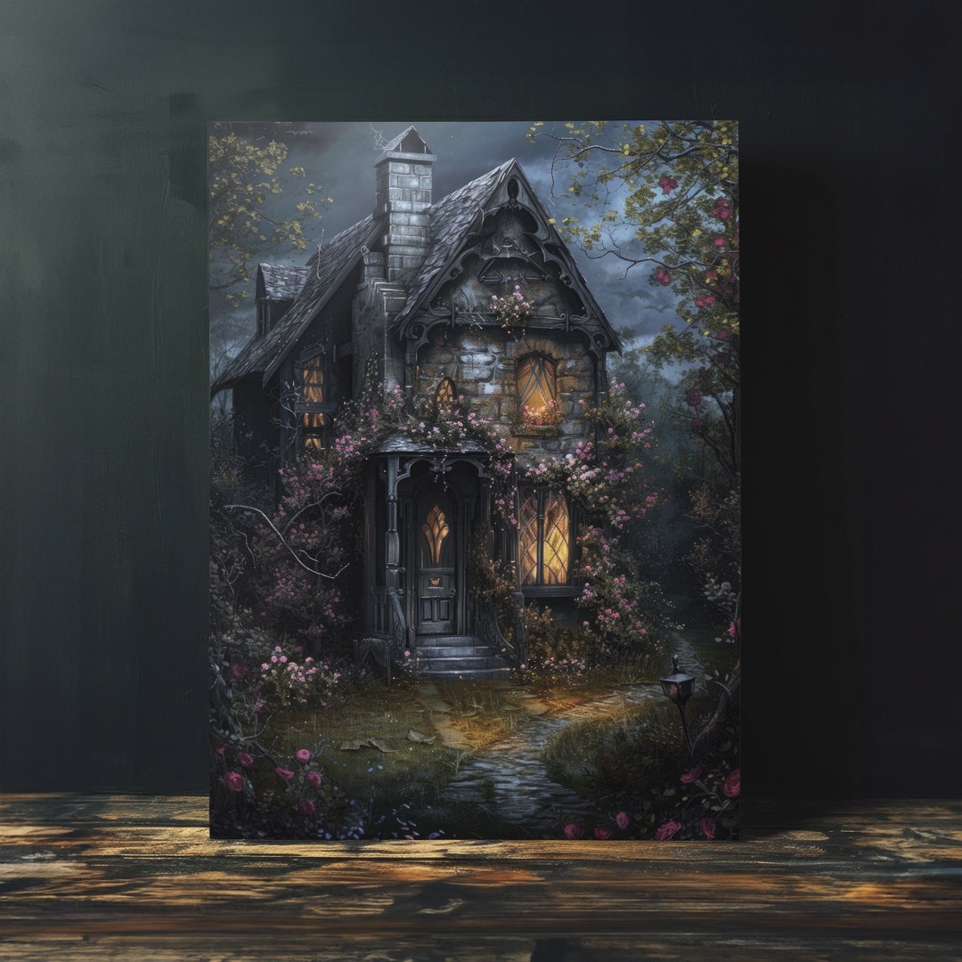 Enchanted Witch Cottage, Printable Wall Art, Digital Download, Moody ...