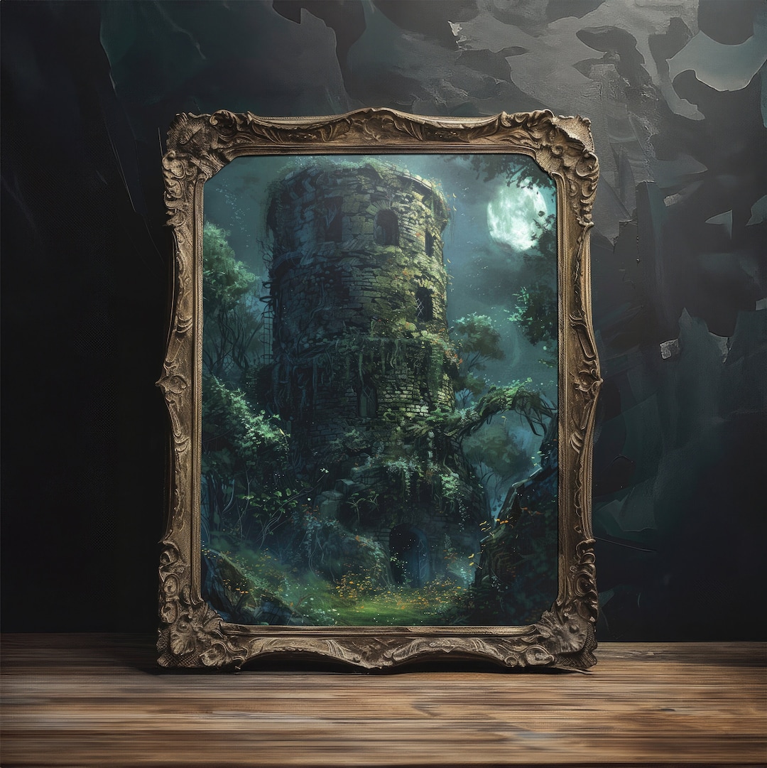 Enchanted Woodland Tower, Printable Wall Art Instant Download, Moody ...