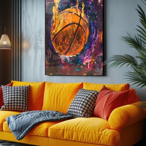 Burning Basketball Poster, Trendy Printable Wall Art, Digital Download ...