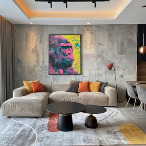 Vibrant Harambe Poster, Printable Wall Art, Instant Download, Neon ...