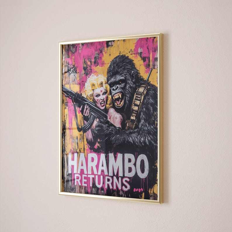 Funny Harambe Meme Print, Digital Download, Printable Wall Art, Pop ...