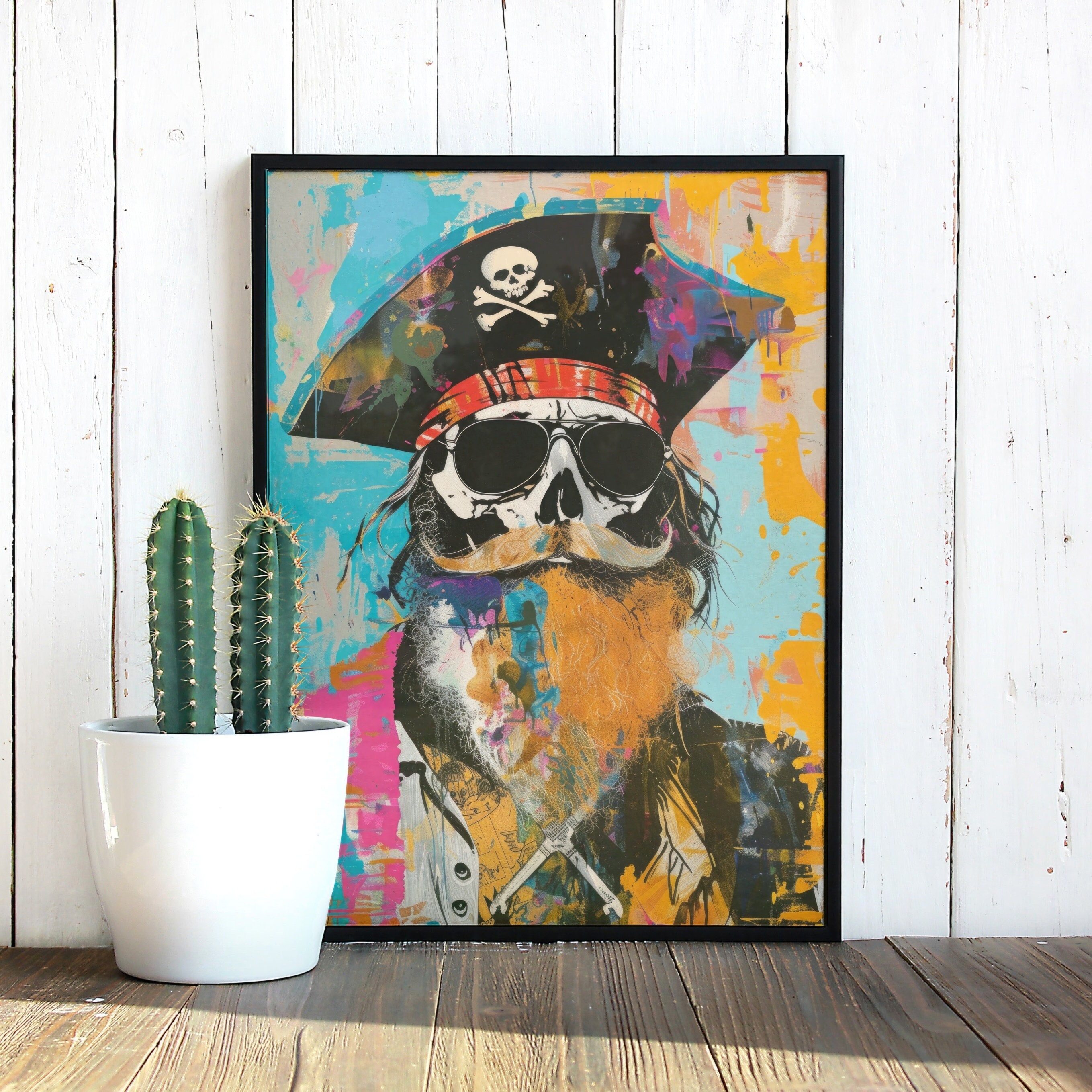 Preppy Pirate Pop Art Poster, Printable Wall Art, Instant Download ...