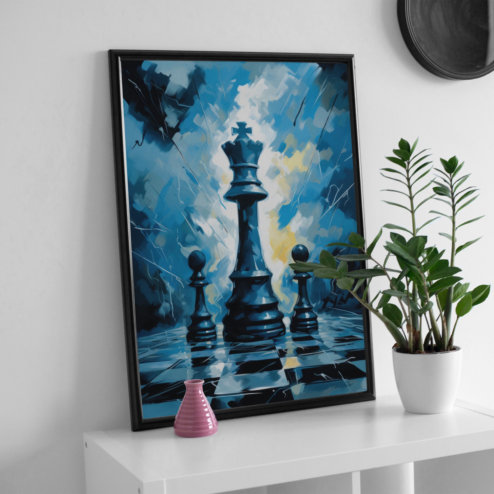 Abstract Blue Chess King Printable, Trendy Art Digital Download ...
