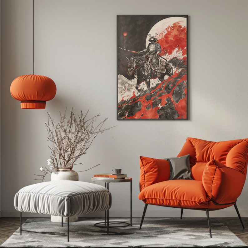 Vintage Shogun Painting, Printable Wall Art Digital Download, Black ...