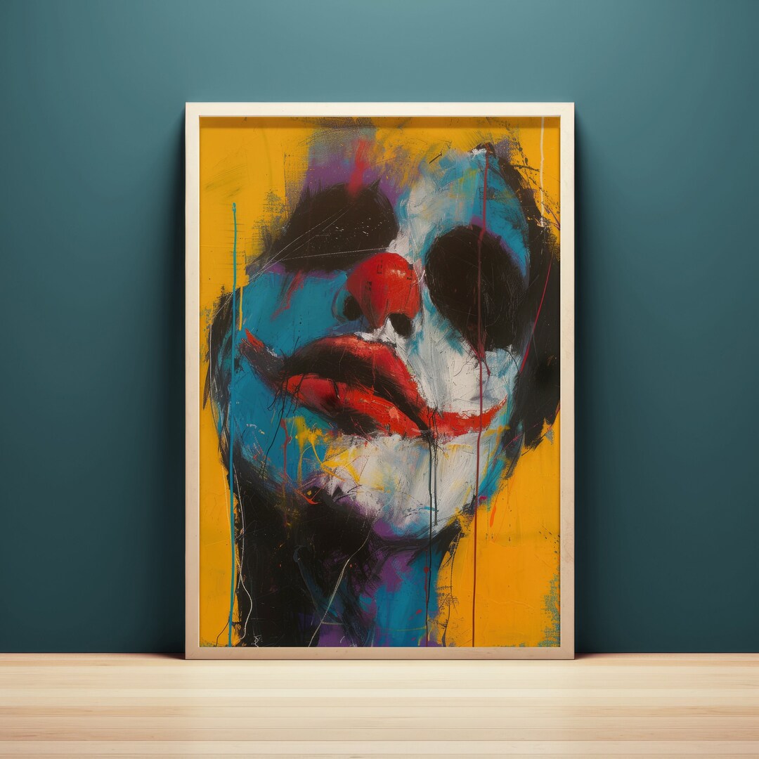 Moody Jester Pop Art Painting, Printable Wall Art Instant Download ...