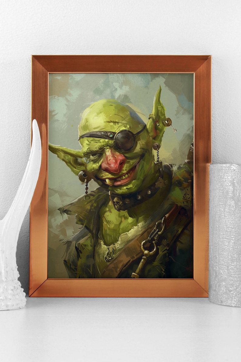 Bald Goblin Portrait Print, Digital Download, Printable Wall Art ...