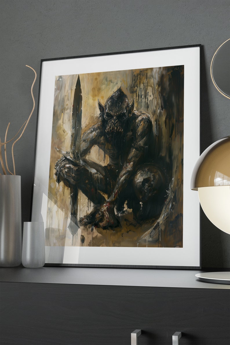 Moody Orc Painting, Digital Instant Download, Printable Wall Art, Dark ...