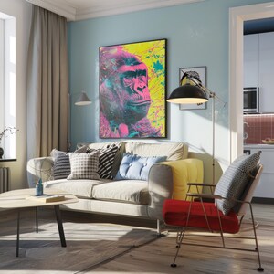 Vibrant Harambe Poster, Printable Wall Art, Instant Download, Neon ...