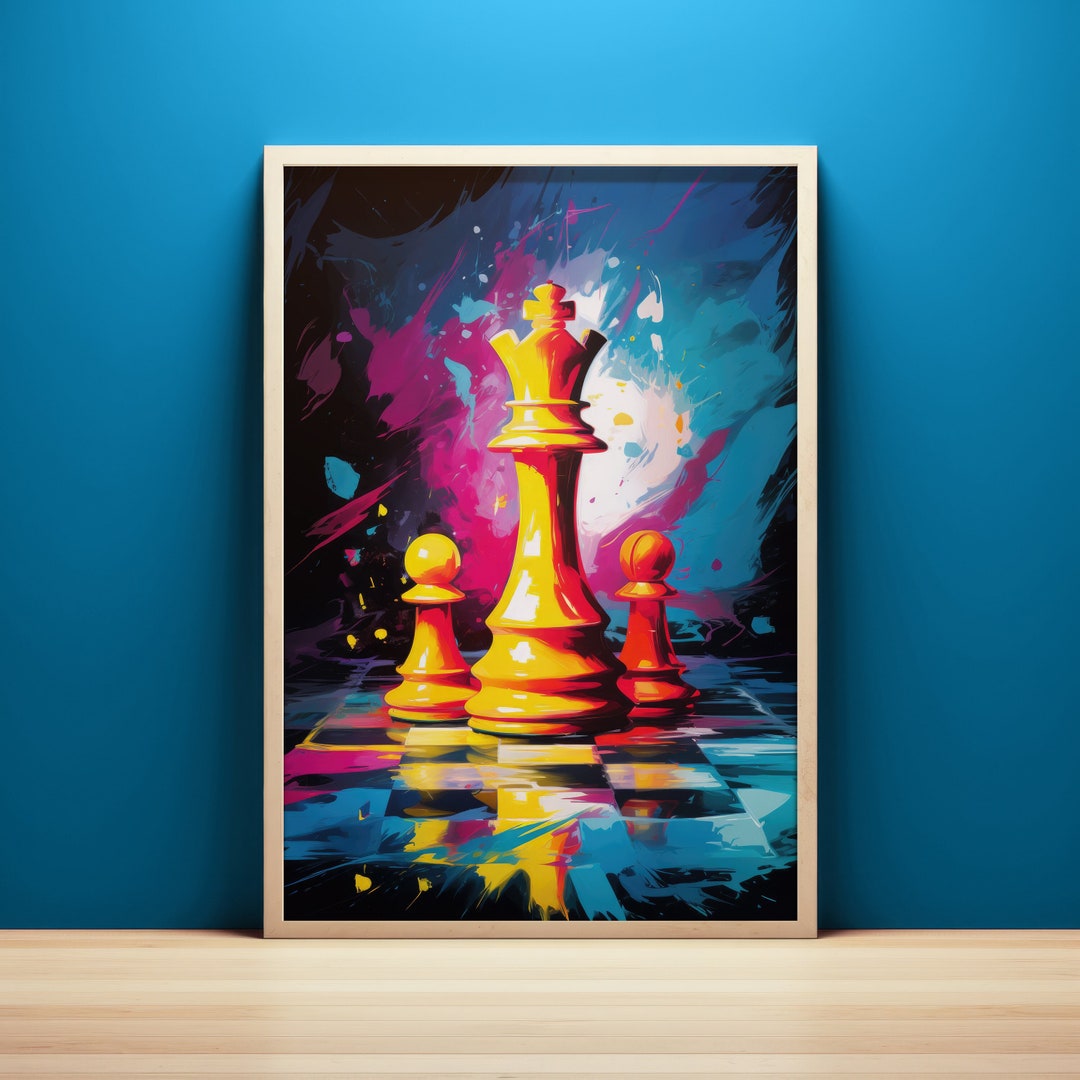 Colorful Chess Board Painting, Printable Wall Art, Trendy Wall Art ...