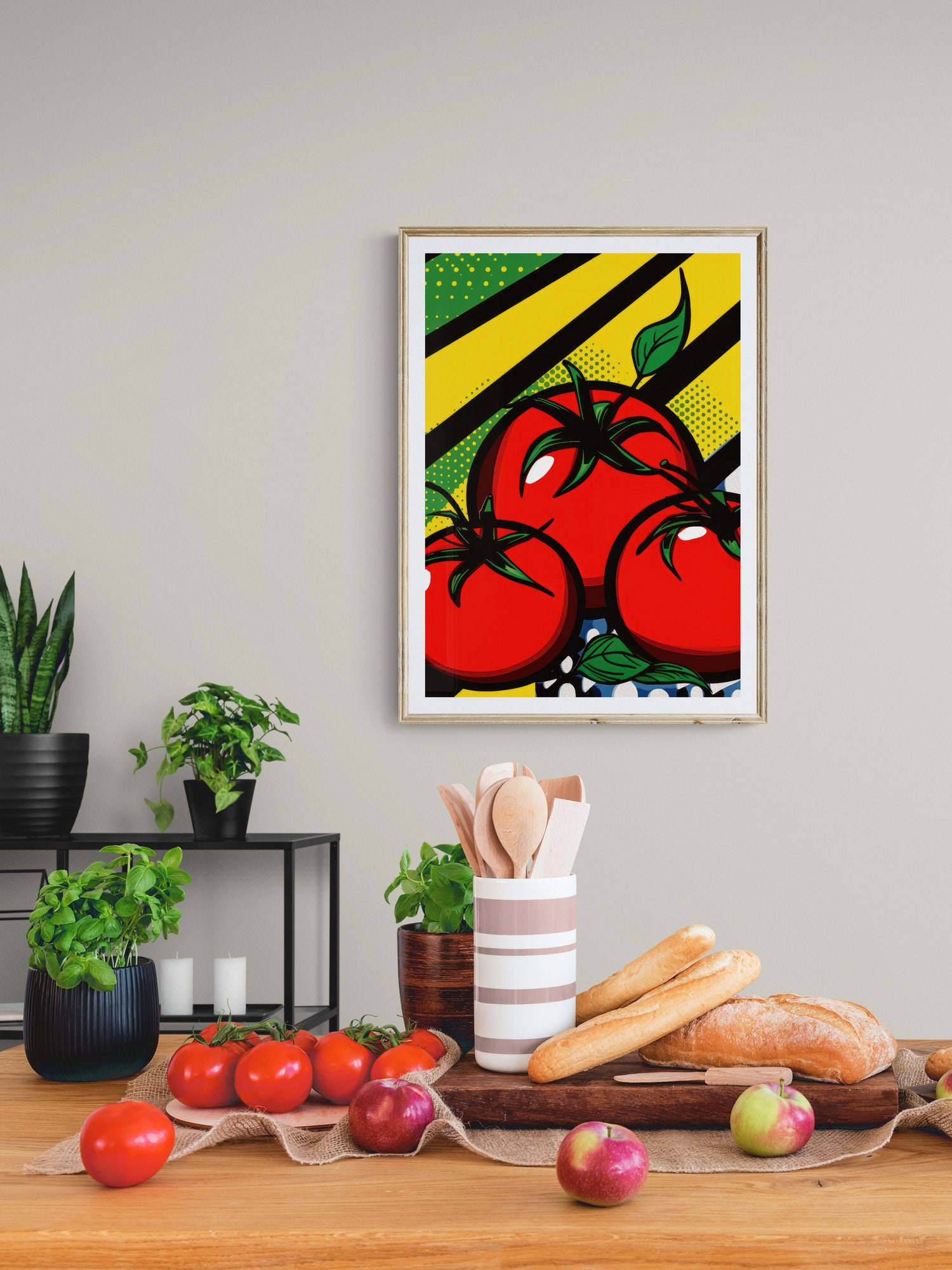 Tomato Pop Art Painting, Printable Wall Art, Jamaican Retro Poster ...