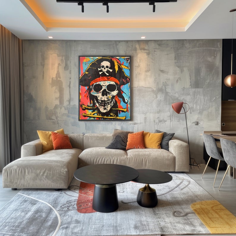 Eclectic Jolly Roger Poster, Printable Wall Art, Digital Download ...