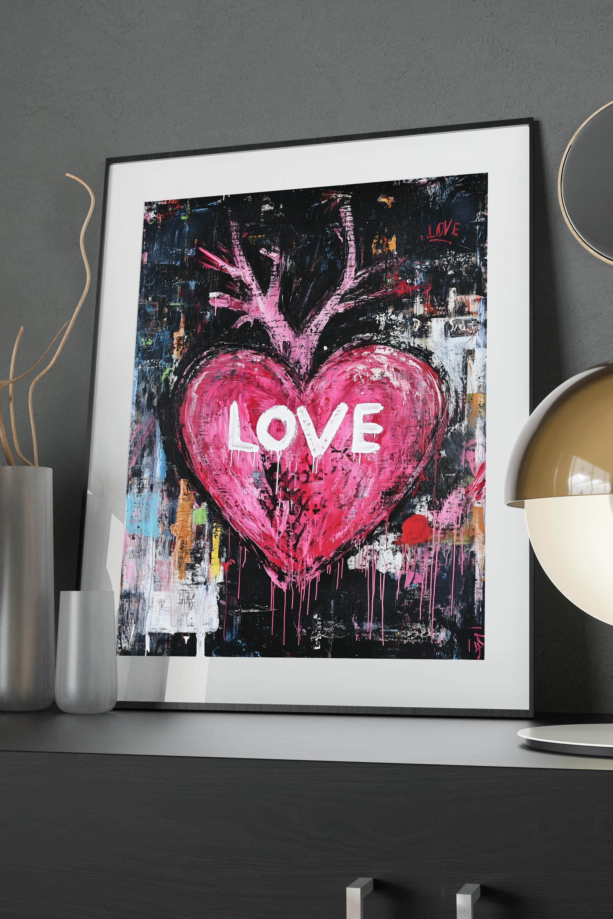 Vibrant Pop Art Heart Print, Digital Download, Printable Wall Art ...