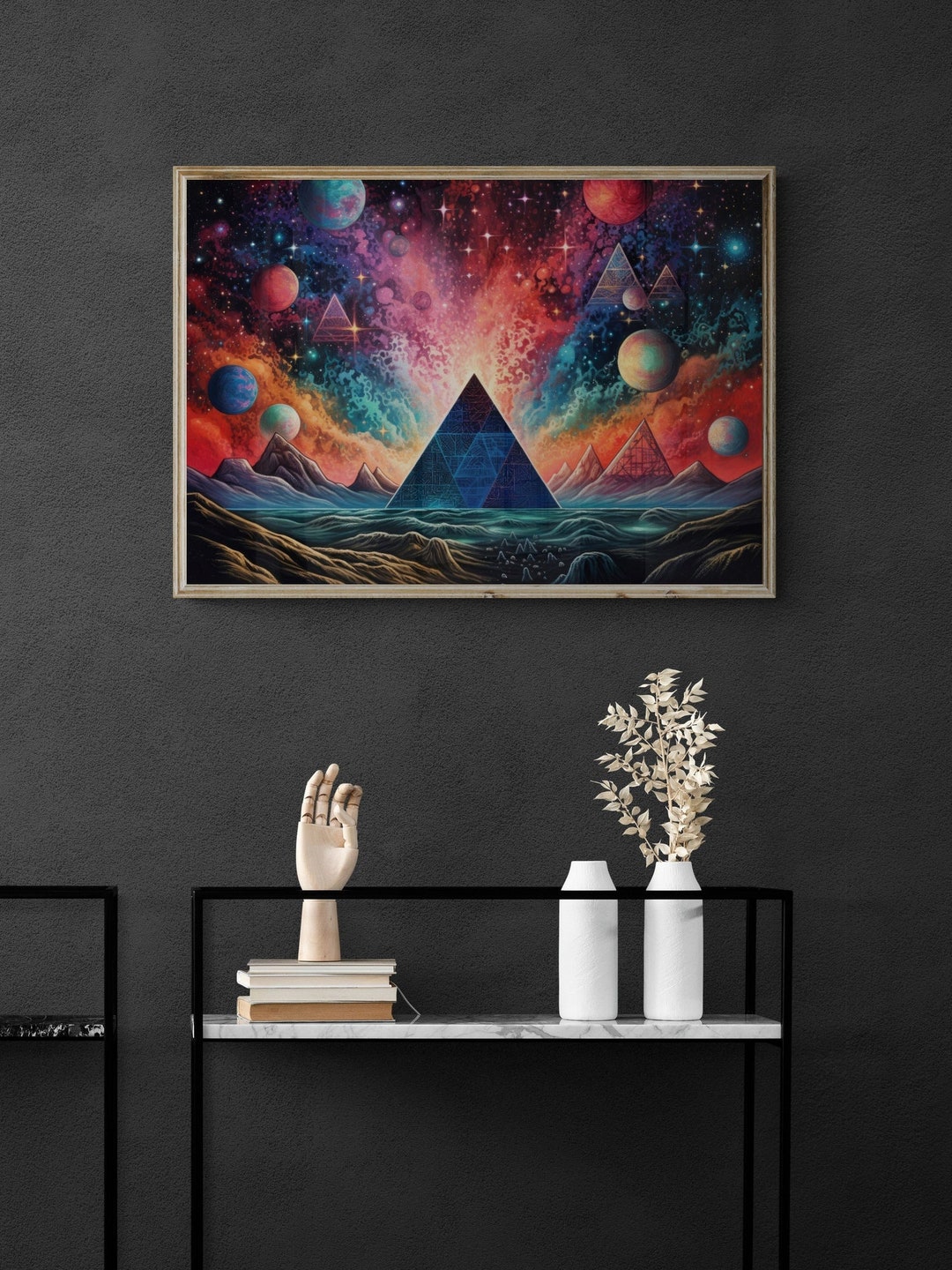 Vibrant Space Pyramid Print, Instant Download, Maximalist Decor, Sacred ...