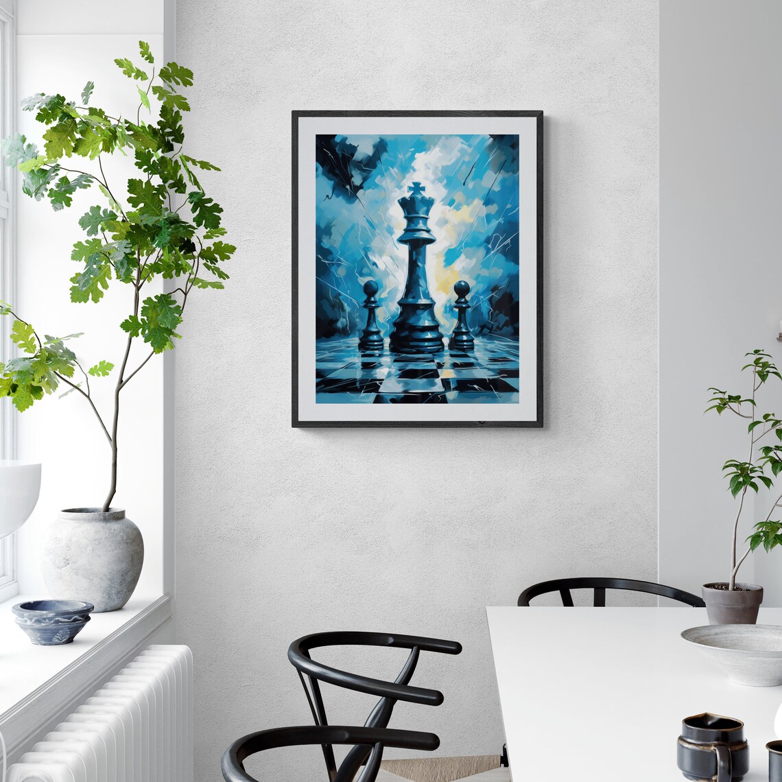 Abstract Blue Chess King Printable, Trendy Art Digital Download ...